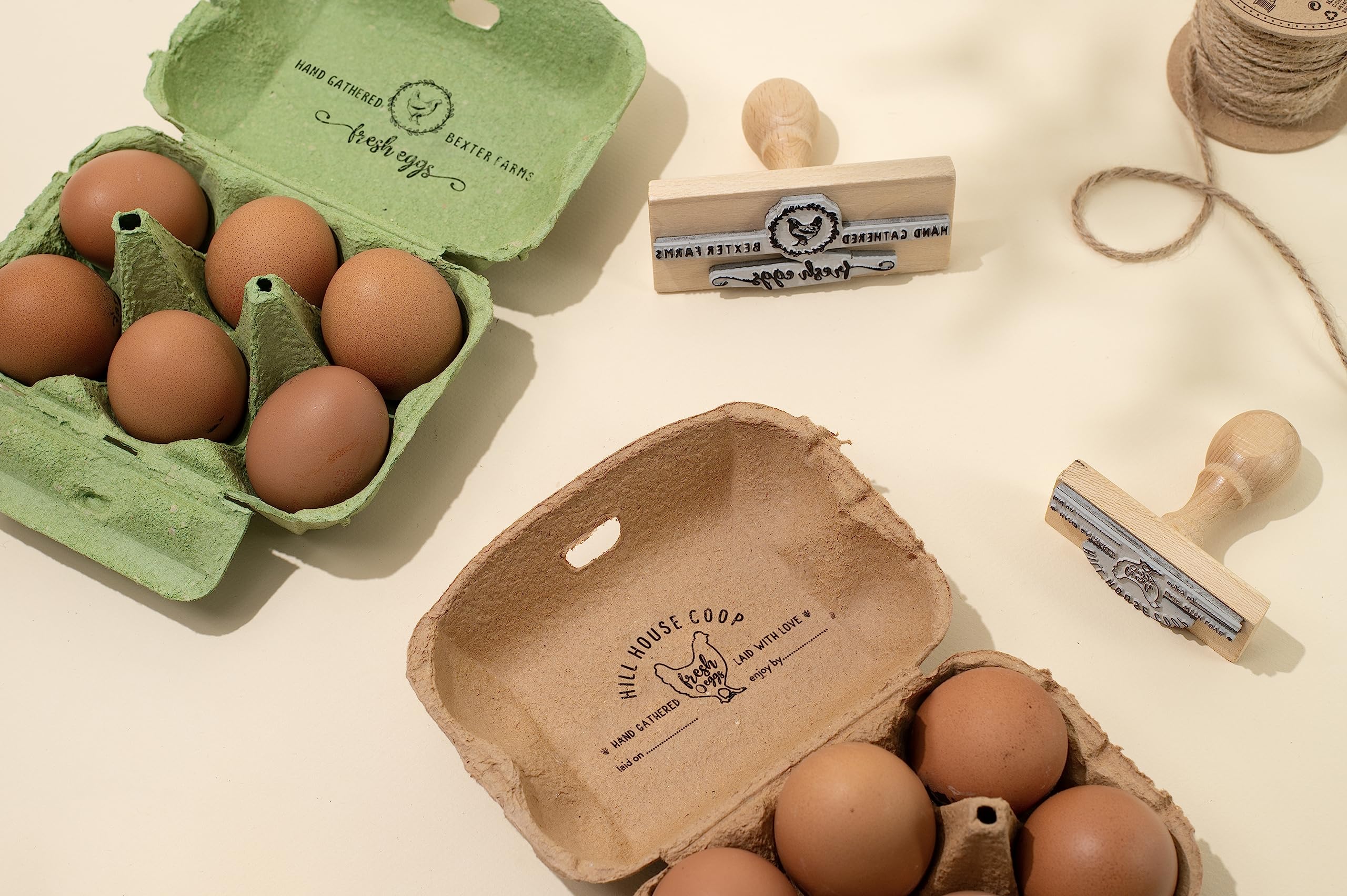 Stamp by Me | Egg Cartons Stamp | Personalized Eggs Carton Stamps | Chicken Eggs Stamper | Custom Wooden Rubber Stamp | Self-inking Labels | Farm Stampers | Black Ink | Mini, Medium or Big Stamping