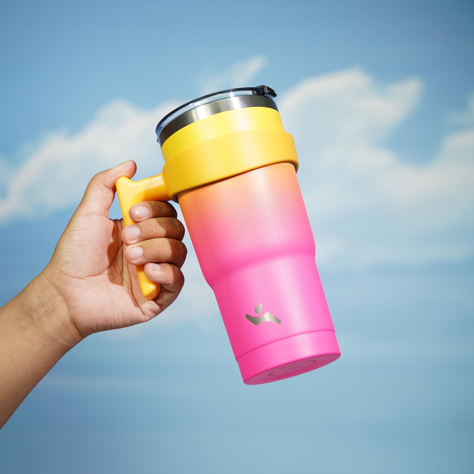 Konokyo 20oz Tumbler with Handle and 2 Straw 2 Lid, Insulated Water Bottle Stainless Steel Vacuum Cup Reusable Travel Mug,Rainbow