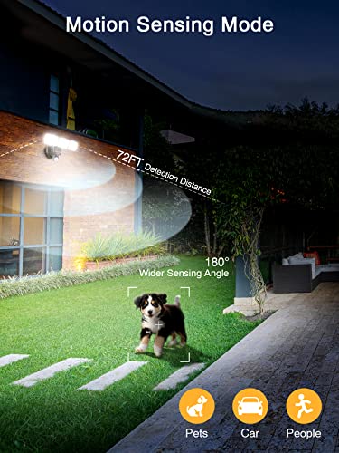 SOLLA 5000LM Dusk to Dawn Motion Sensor Security Light, 5000K Motion Security Light Outdoor, Hardwired, IP65 Waterproof, 3 Head Motion Detector Floodlight for Yard, Patio, Porch