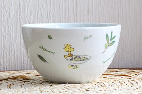 シミズ陶業(Shimizutougyou) Shimizu Pottery Herb Forest Snoopy Bowl, Set of 2, White