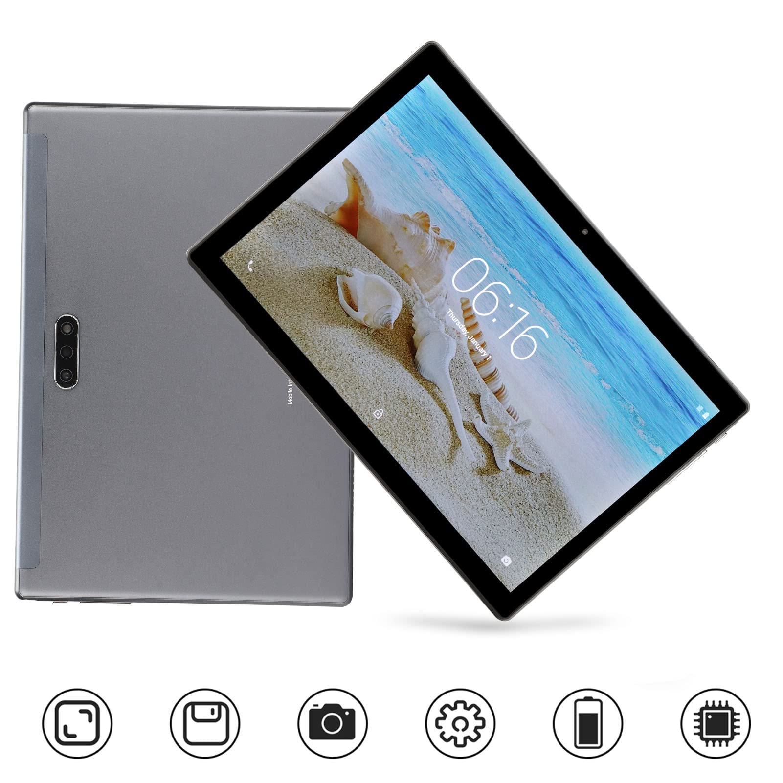 Tablet PC, HD Gaming Tablet, 5G 10 Inch WiFi 64GB Tablet, Octa Core CPU IPS Display Dual SIM Dual Standby, for Work Study Writing Painting Playing (US Plug)