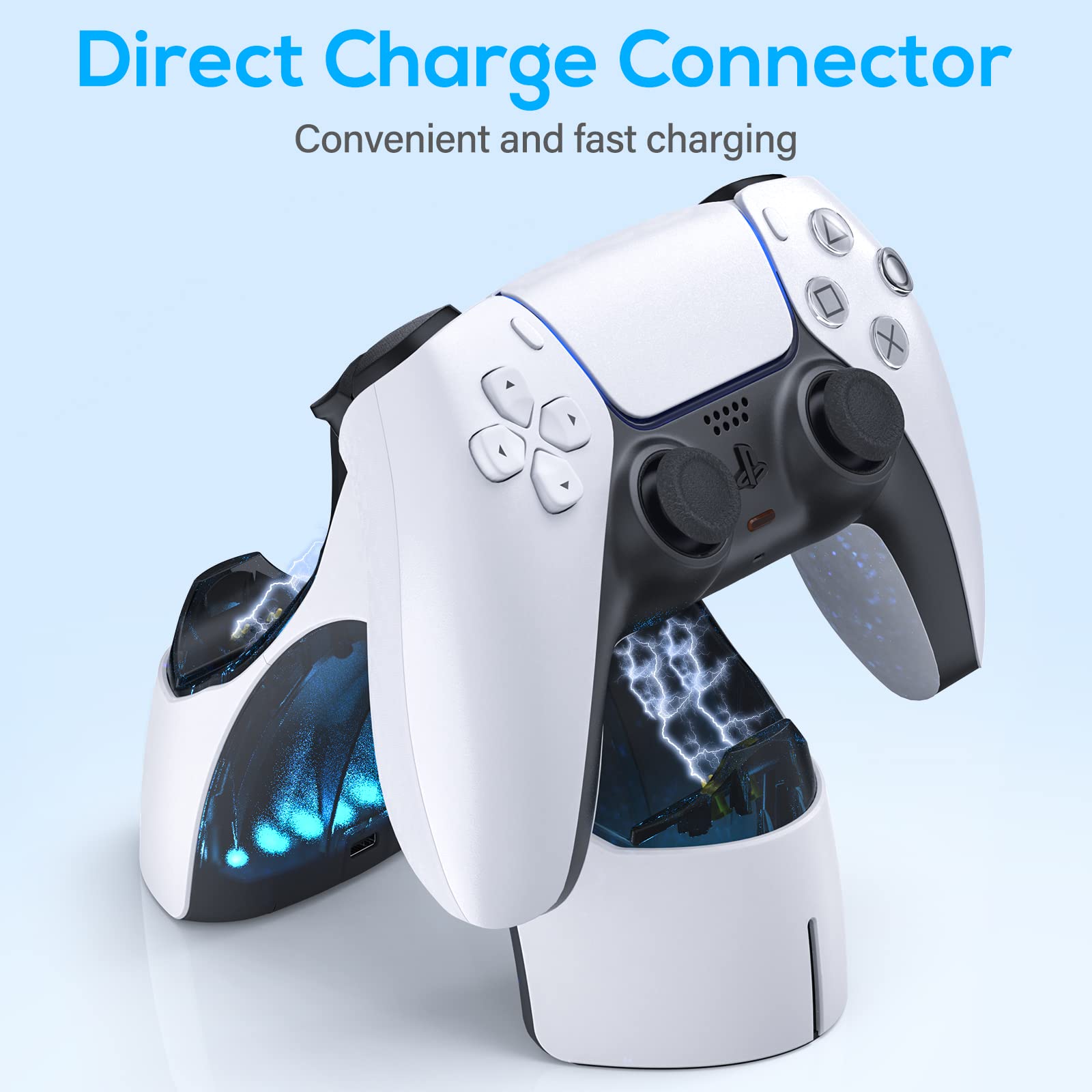 PS5 Controller Charging Station, PS5 Fast Charger Station, Upgraded Dual Controller Charging Stand Compatible with Playstation 5, PS 5 Docking Station Replacement for DualSense Charging Station
