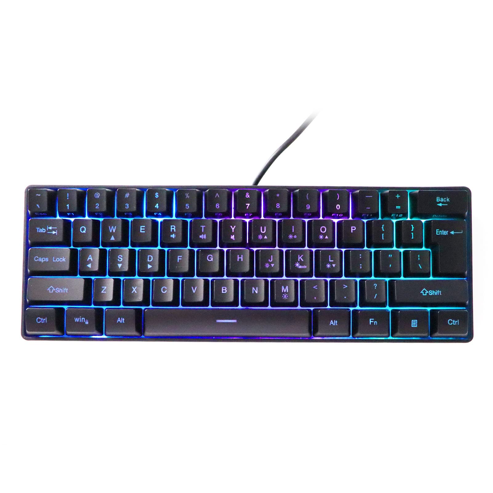 Sanpyl Gaming Keyboard, USB 61 Keys Wired Mechanical Gaming Keyboard with RGB 8 Cool Lighting Effects, 5 Levels Brightness,FN Combination Shortcut Keys, for Gamer, for Desktop Computer, PC