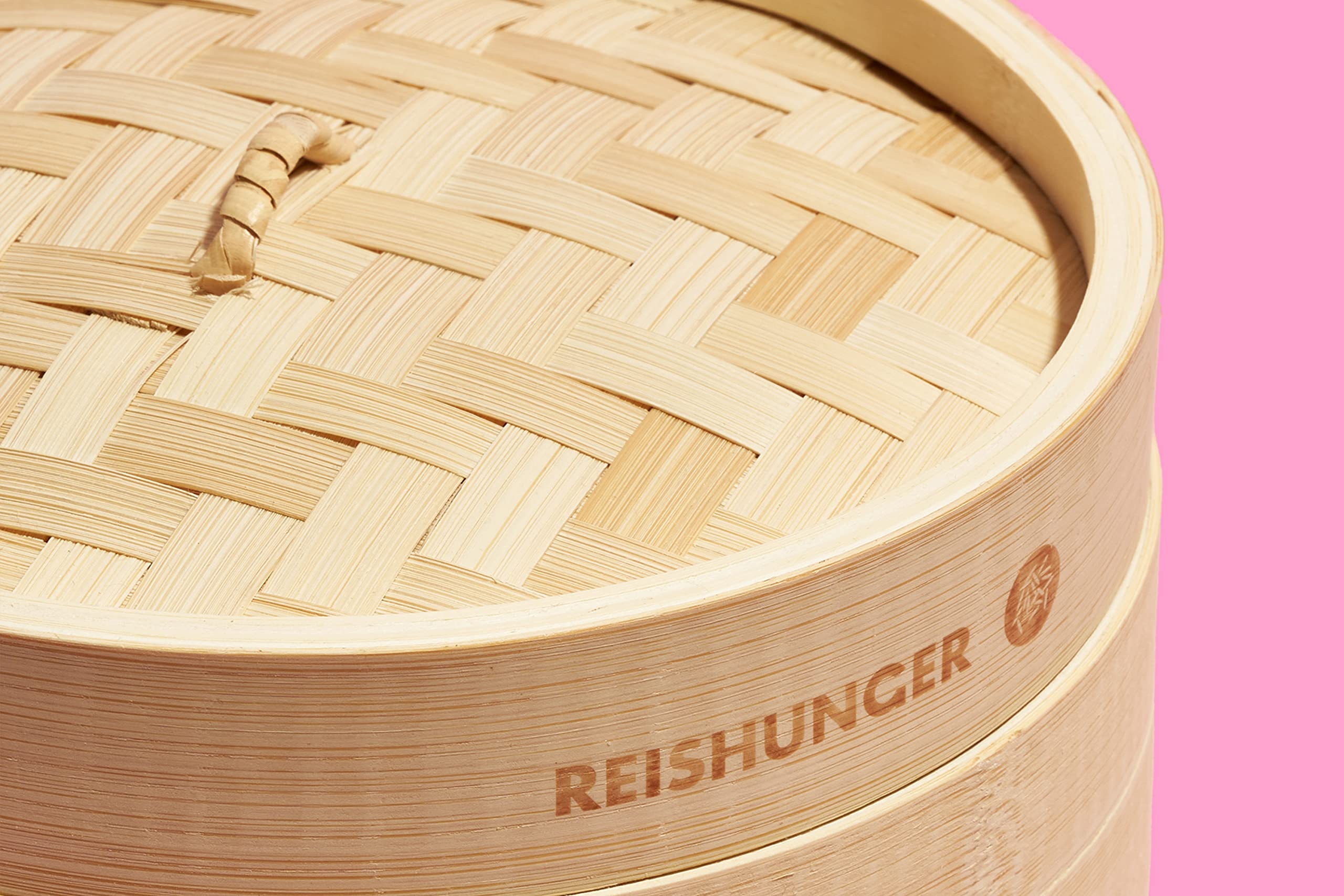 Reishunger Bamboo Steamer Handmade Basket, Traditional 2-Tier Design - 8 Inch - for Dumplings, Rice, Dim Sum, Vegetables, Fish and Meat - Incl. 2 Cotton Cloths