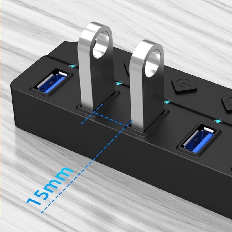 USB Port Expander 7Port USB Hub Universal USB Splitter Adapter for Laptop, PC, iMac, Mac Mini/Pro, MacBook, Surface Pro, Computer, More (7X USB 3.0 Jacks)