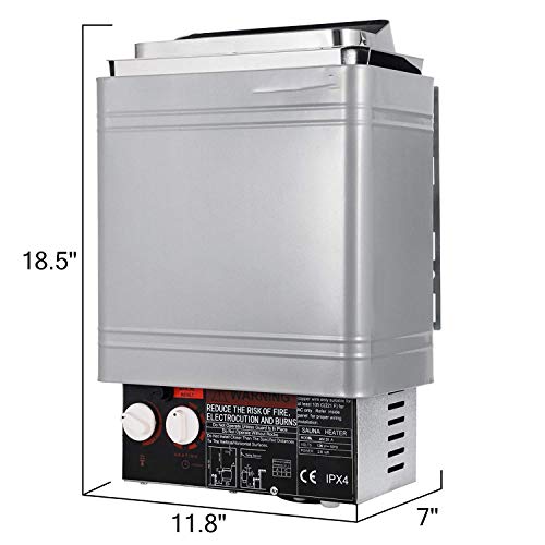 VEVOR Sauna Heater 2KW Dry Steam Bath Stove 110V-120V with Internal Controller for Max.105.9 Cubic Feet Home Hotel Spa Shower