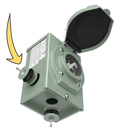 PRUSTE Generator Inlet Box Featuring: Easy-to-Use Knockouts! (Patent Pending), 30 Amp Generator Inlet Box, NEMA L5-30 Plug, 220v Outlet, 125v Generator Box, ETL Listed, Weatherproof, Outdoor Use