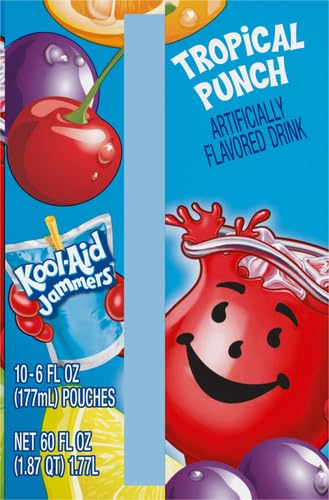 Kool-Aid Jammers Tropical Punch Flavored Kids 0% Juice Drink (10 ct Box, 6 fl oz Pouches)