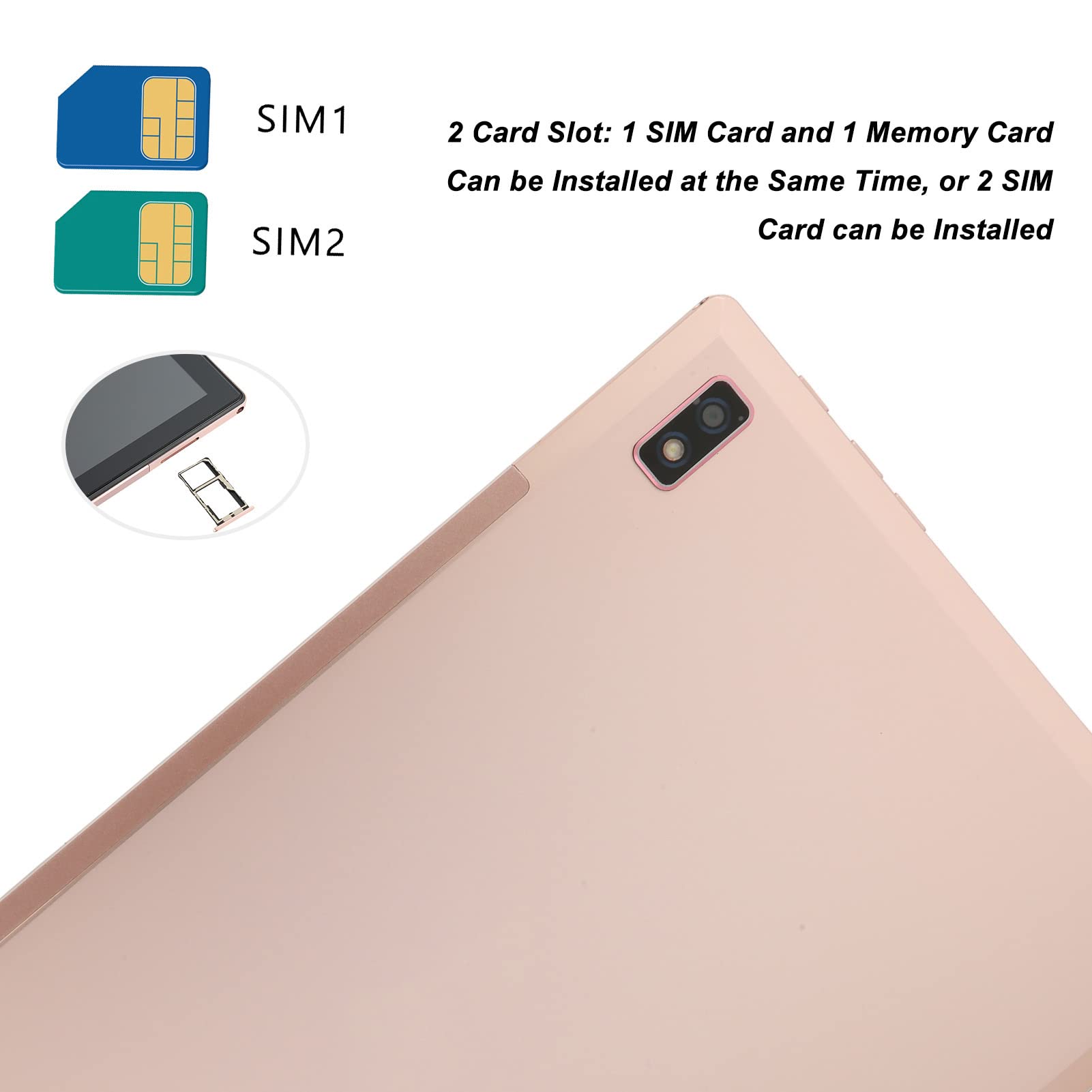 Tablet, 10.1 Inch 1280x800 IPS LCD Tablet for 11.0, 4GB RAM 64GB ROM Dual SIM Rose Gold Tablet, Octa Core CPU 4G LTE Calling Tablet for Daily Ife (US Plug)