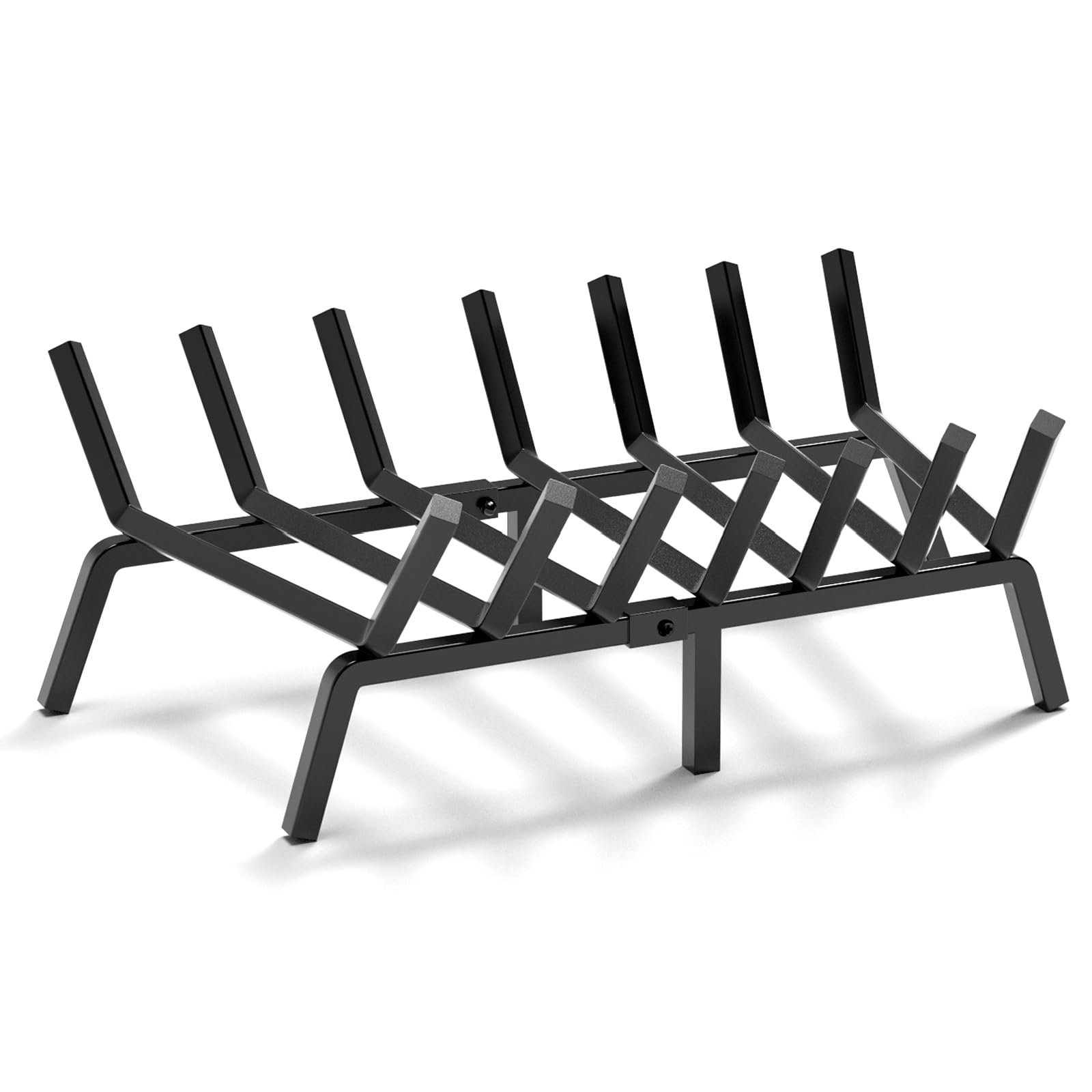 SNOGSWOG 24" Fireplace Grate, Solid Steel Firewood Burning Rack, Heavy Duty Fire Grates, Matt Black Fireplace Rack, 7-Bars Fireplace Log Grate Holder