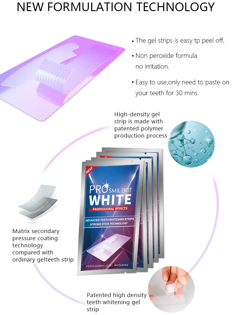 Teeth Whitening Strips for Non-Sensitive Professional Effect Teeth Whitening of 28 Whitener Strips (14 Treatments) (White Transparent)