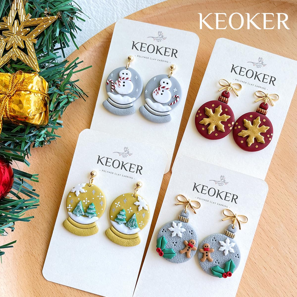 Keoker Christmas Clay Cutters, 31 PCS Christmas Polymer Clay Cutters for Earrings Making, 31 Shapes Mini Christmas Clay Earrings Cutters (ALL 2)