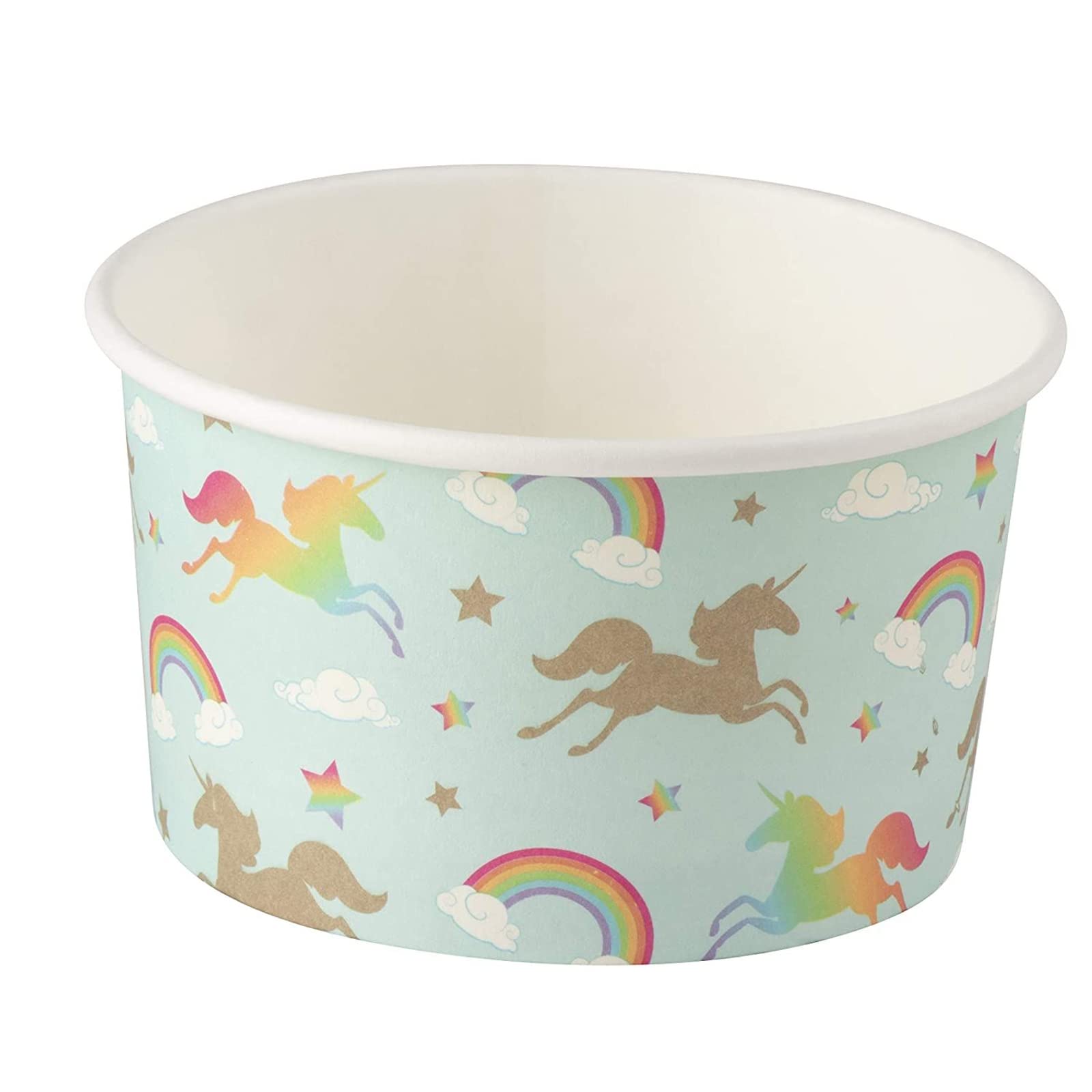 Juvale 100-Count Ice Cream Sundae Cups, Yogurt Dessert Bowls, Paper Rainbow Unicorn Party Supplies, 8-Ounces, Light Blue