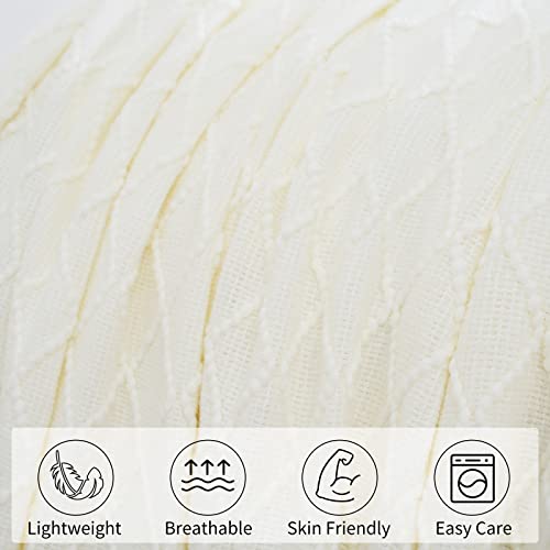 Yastouay Knitted Throw Blankets Soft Cozy Knit Blanket with Tassel Lightweight Breathable Fleece Blanket Decorative Blanket for Couch, Bed, Sofa, Travel and Farmhouse, 50"x60", Off White