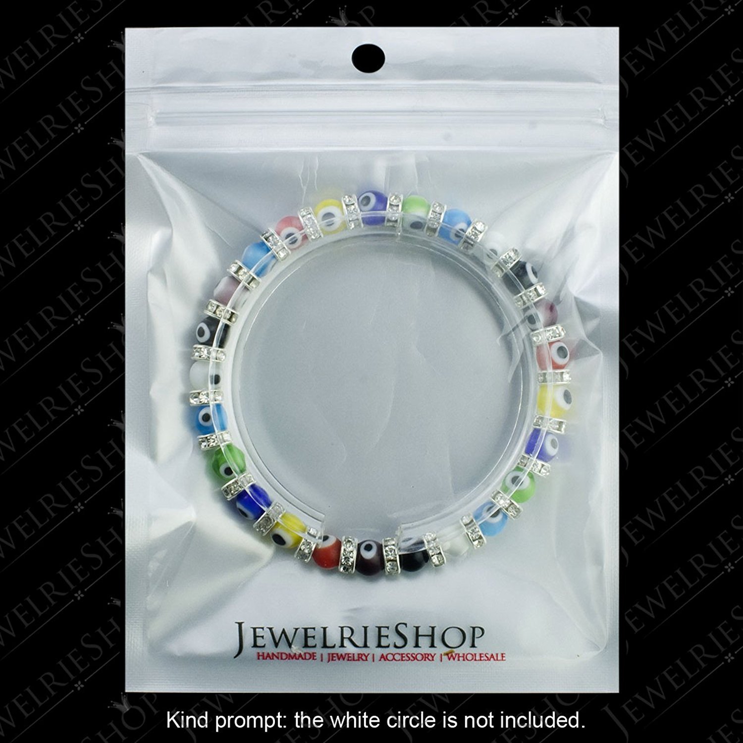 JEWELRIESHOP Turkish Evil Eye Bracelet Murano Glass Beads Beaded Clear Crystal Spacer Bracelet for Women (6mm Multi-Color Eye Beads)