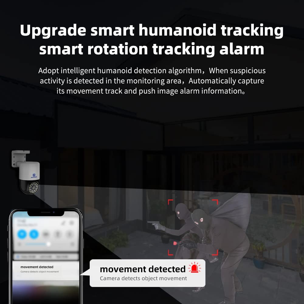 Sinliton 4MP Security Camera, Outdoor/Home Monitor Pan-Tilt 360° View Security Cameras, 2.4G WiFi Camera, Motion Detection Alarm, 2 Way Audio,SD/Cloud Storage, IP66