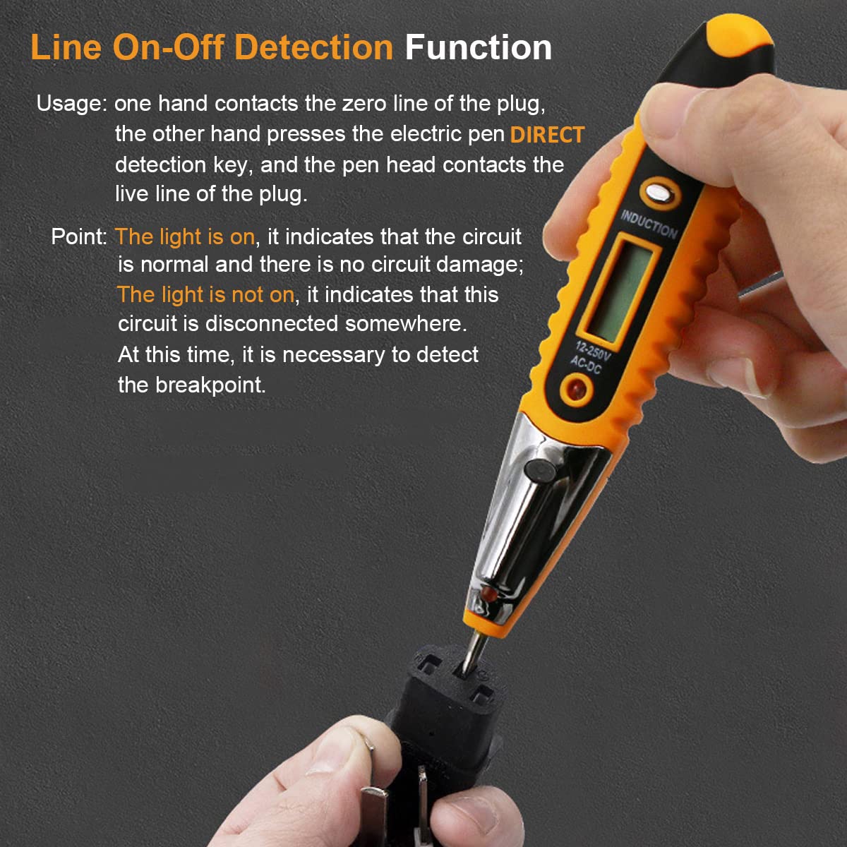 Smgda Digital Voltage Circuit Tester Pen 12V-220V DC & AC Voltage Detector NO Battery Intelligent Induction Electroprobe with LED Light for Home Repair and Detection