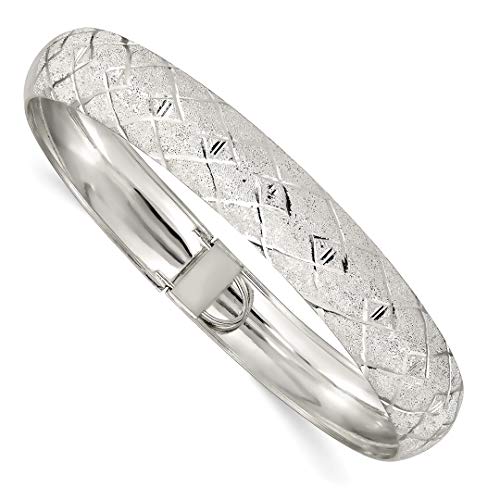 IceCarats 925 Sterling Silver 10mm Textured Bangle Bracelet Cuff Expandable Stackable Flexible Fine Jewelry For Women Gifts For Her