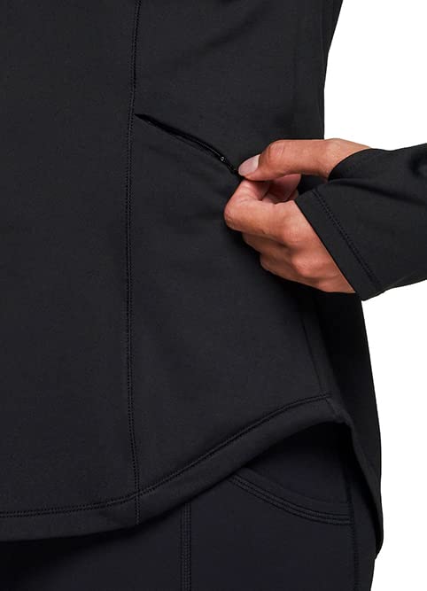 RBX Women's Lightweight Fleece Lined 1/4 Zip Pullover Running Shirt Pocket Black L