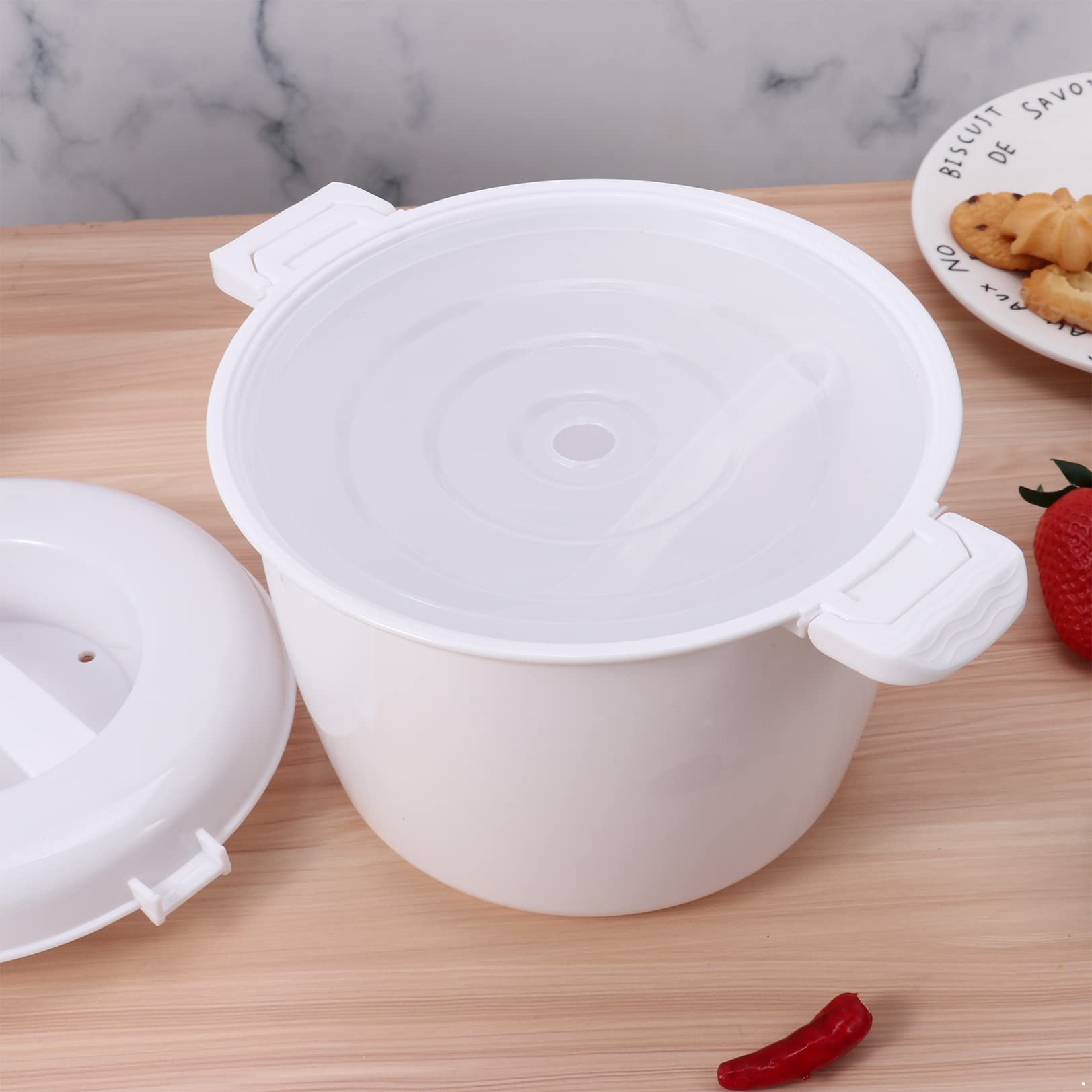 renvena 2.6L Microwave Oven Rice Cooker Insulation Lunch Box Steamer Cooker with Lid White Medium One Size