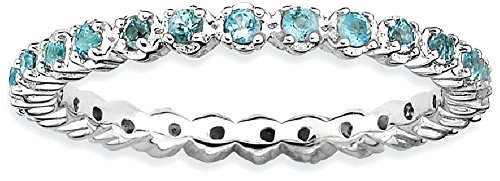 IceCarats 925 Sterling Silver Blue Topaz Stackable Ring Gemstone Band December Birthstone Jewelry Size 8.00