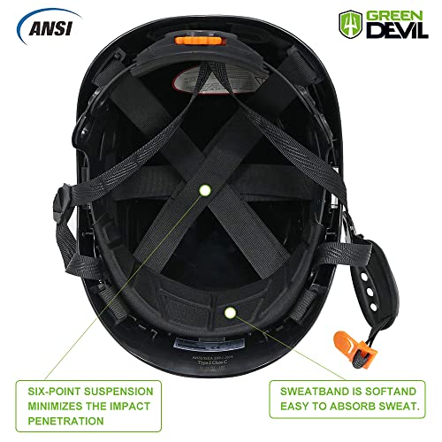 Safety Helmet Hard Hat with Visor and Ear Protection Adjustable Lightweight Vented ABS Work Helmet for Men and Women 6-Point Suspension ANSI Z89.1 Approved Ideal for Industrial & Construction