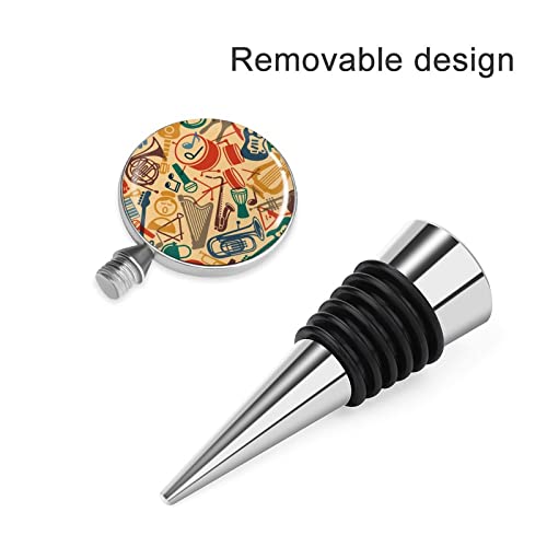 Retro Musical Instrument Wine Bottle Stoppers Reusable Plug Wine Saver Corks for Beverage Holiday Party Kitchen Decorative