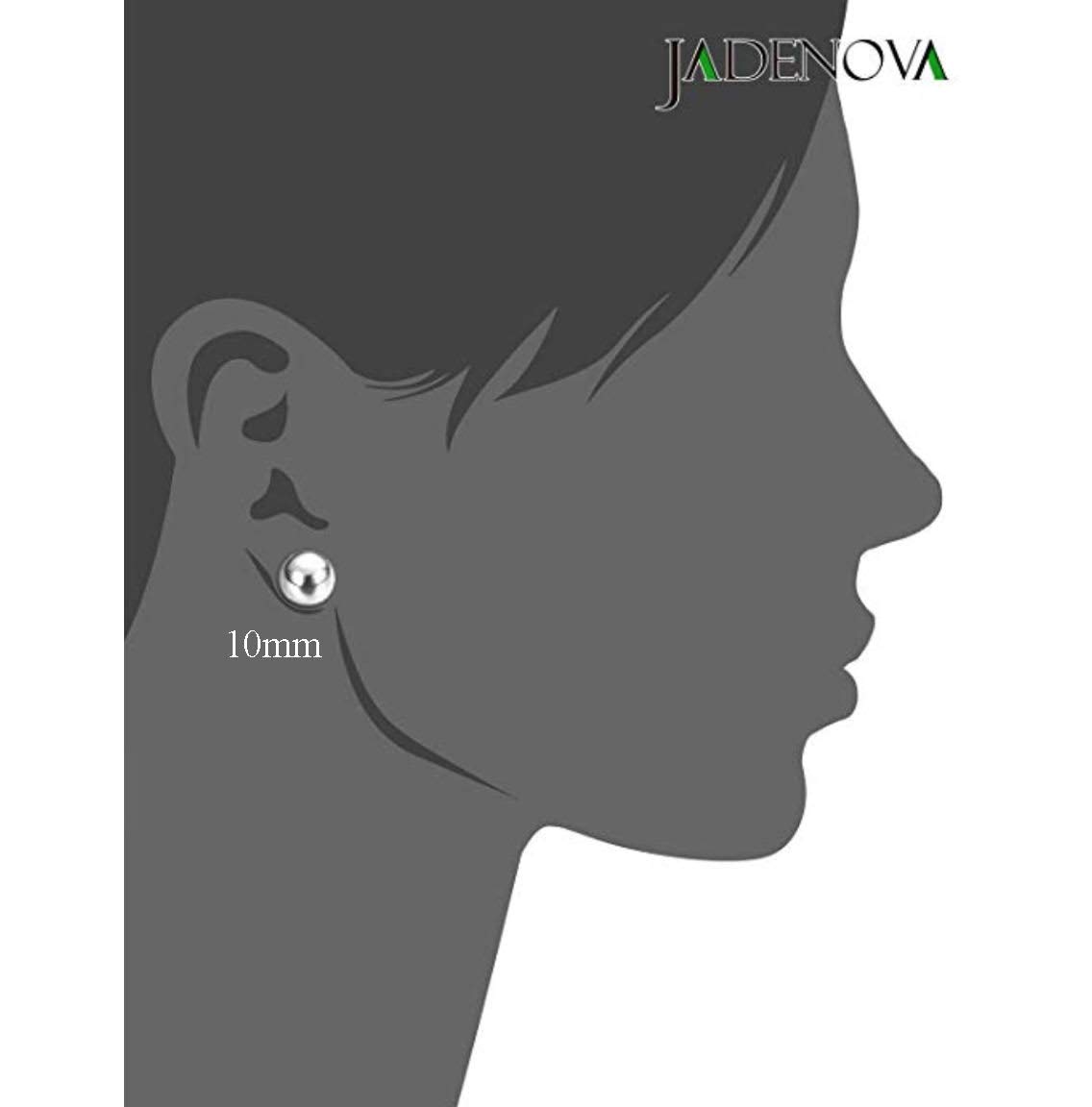 JADENOVA 925 Sterling Silver Earrings Silver Studs Ball Earrings for Women (10mm, 1 Pair)