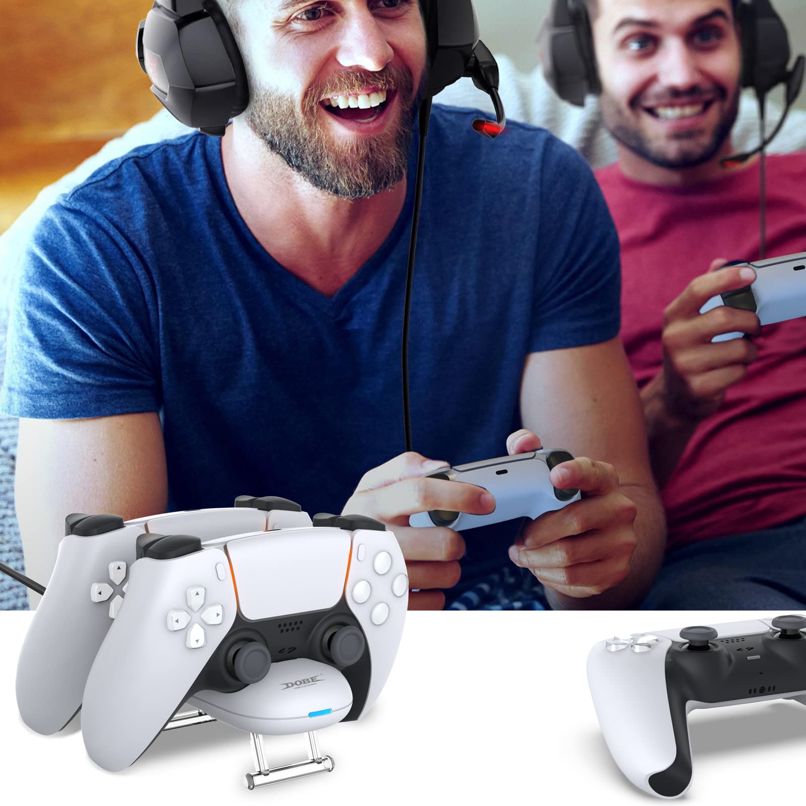 PS5 Controller Charging Station for PlayStation 5 Controller with Dual Charge Dock Fast Charging PS5 Dual Controller Charging Stand (Without Led)