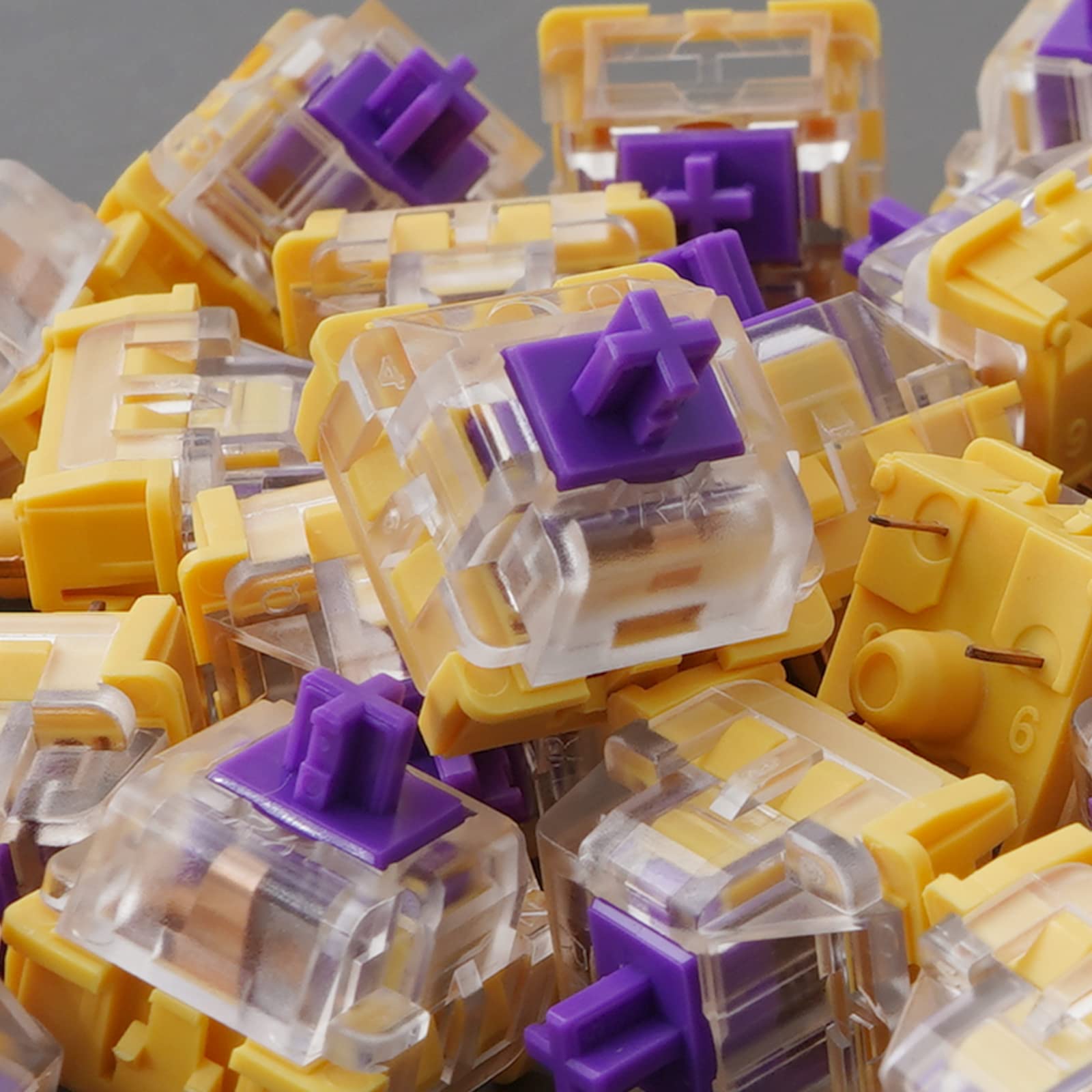 RK ROYAL KLUDGE Keyboard Switches, 3 Pin 45gf Linear Switches DIY Custom Plate Mounted Switches for Mx Mechanical Keyboard (35pcs, Lubed, Lemon Yellow)