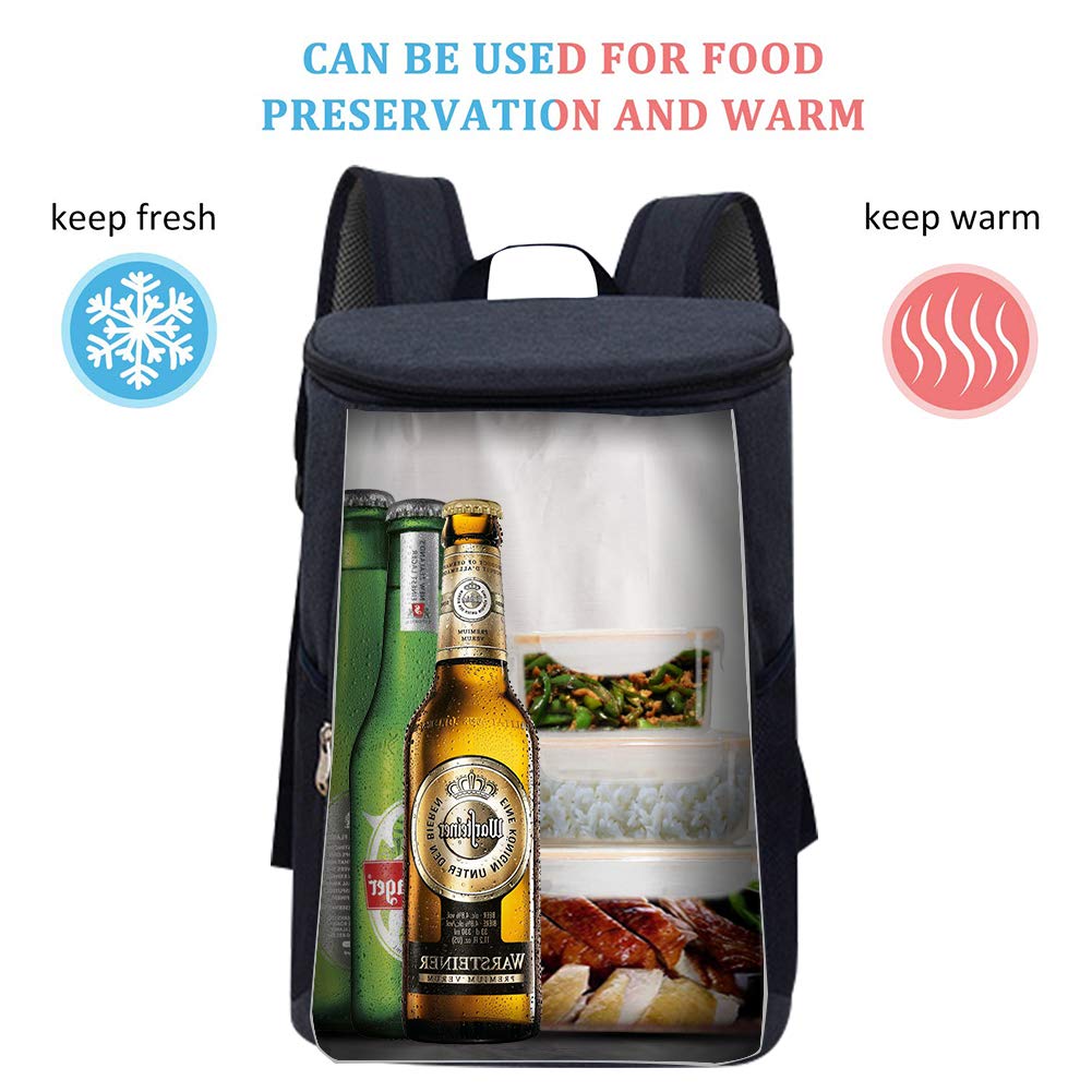 JHhome Dark Blue Cooler Backpack, 18L Capacity, Insulated and Leakproof, with Multiple Pockets, Adjustable Straps, and Durable Polyester Material