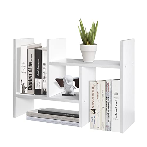 TY ARTS & CULTURE - Expandable Wood Desktop Storage Organizer Multipurpose Desk Bookshelf Display Shelf Rack Counter Top Bookcase for Office Home (Style 1, Light Purple)