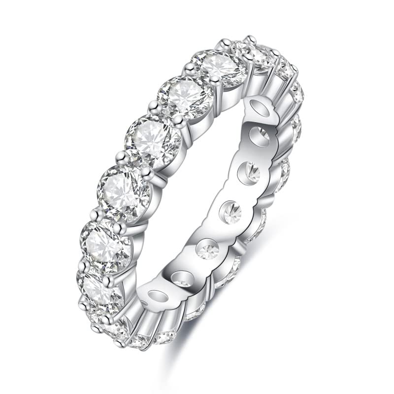 pickyegg.com Eternity Moissanite Ring 4mm/0.3ct 16pcs 5cttw D Color Lab Created Diamond Sterling Silver Eternity Wedding Band Ring for Women (10)