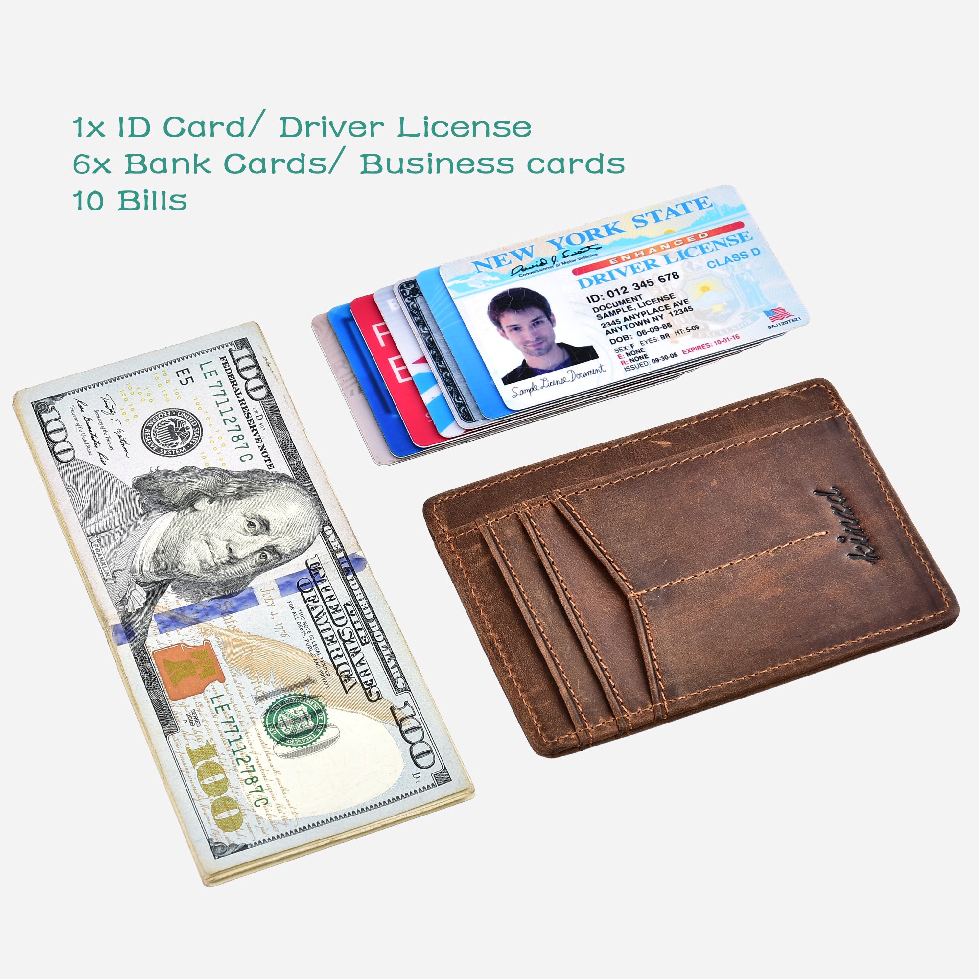 kinzd Slim Wallet RFID Front Pocket Wallet Minimalist Secure Thin Credit Card Holder Dark Brown