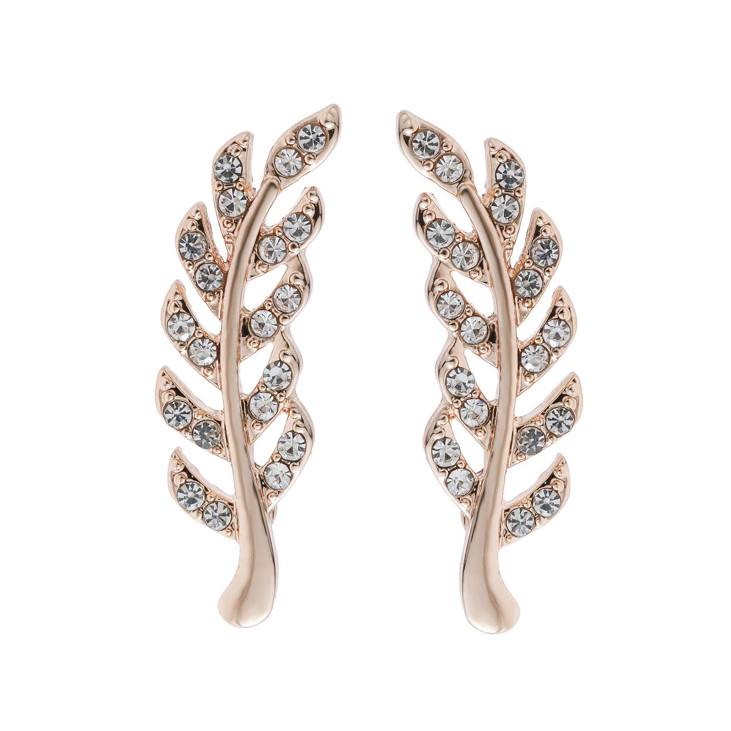 MERNARLAR 9 Pairs Gold Silver Rose Gold Crystals Ear Cuffs Earrings Simple Chic Hollow Leaf Crystal Ear Crawlers Earrings Set Hypoallergenic Earring