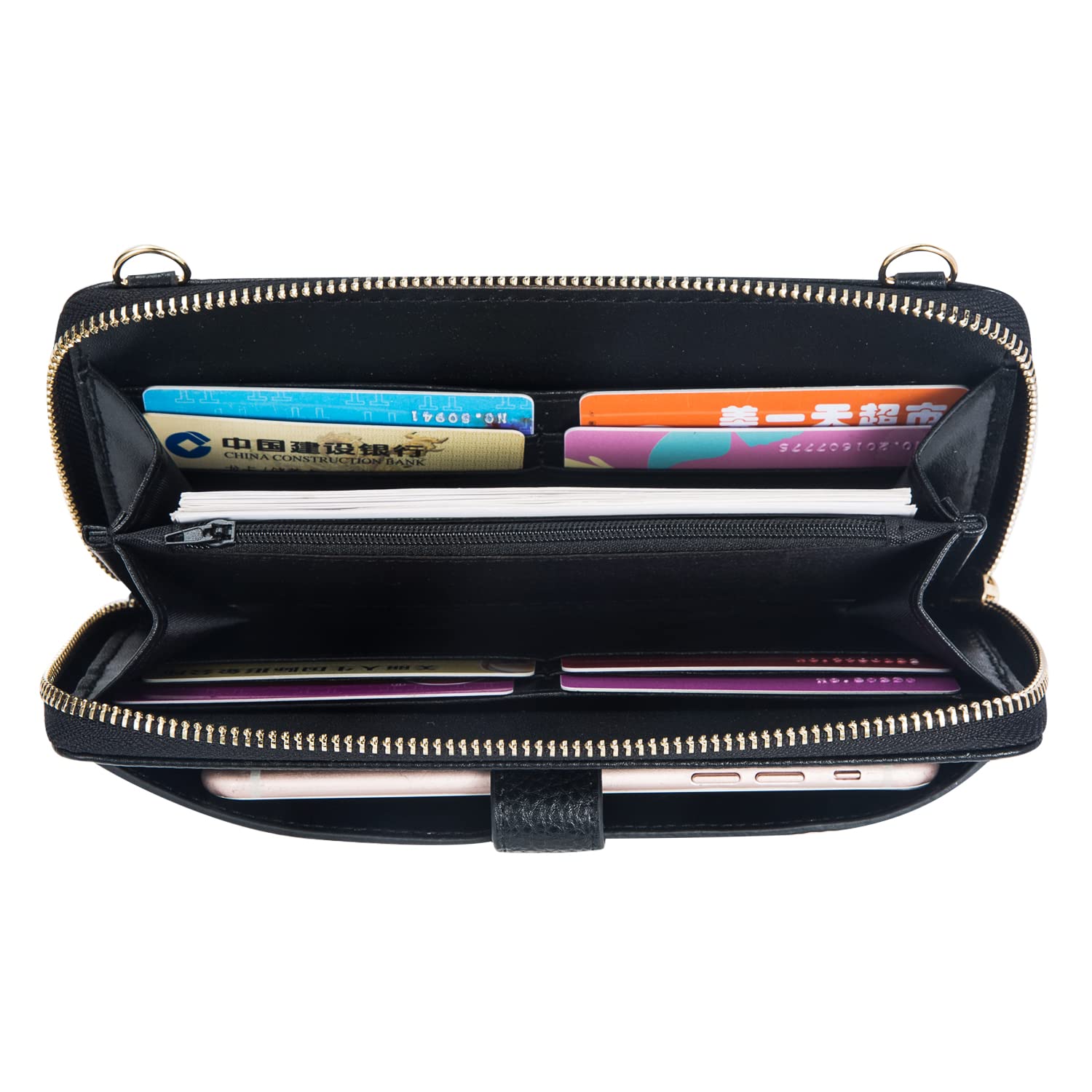 PUFER Cell Phone Purse Wallet - Phone Wallet Crossbody Bags for Women Black Wristlet Wallet