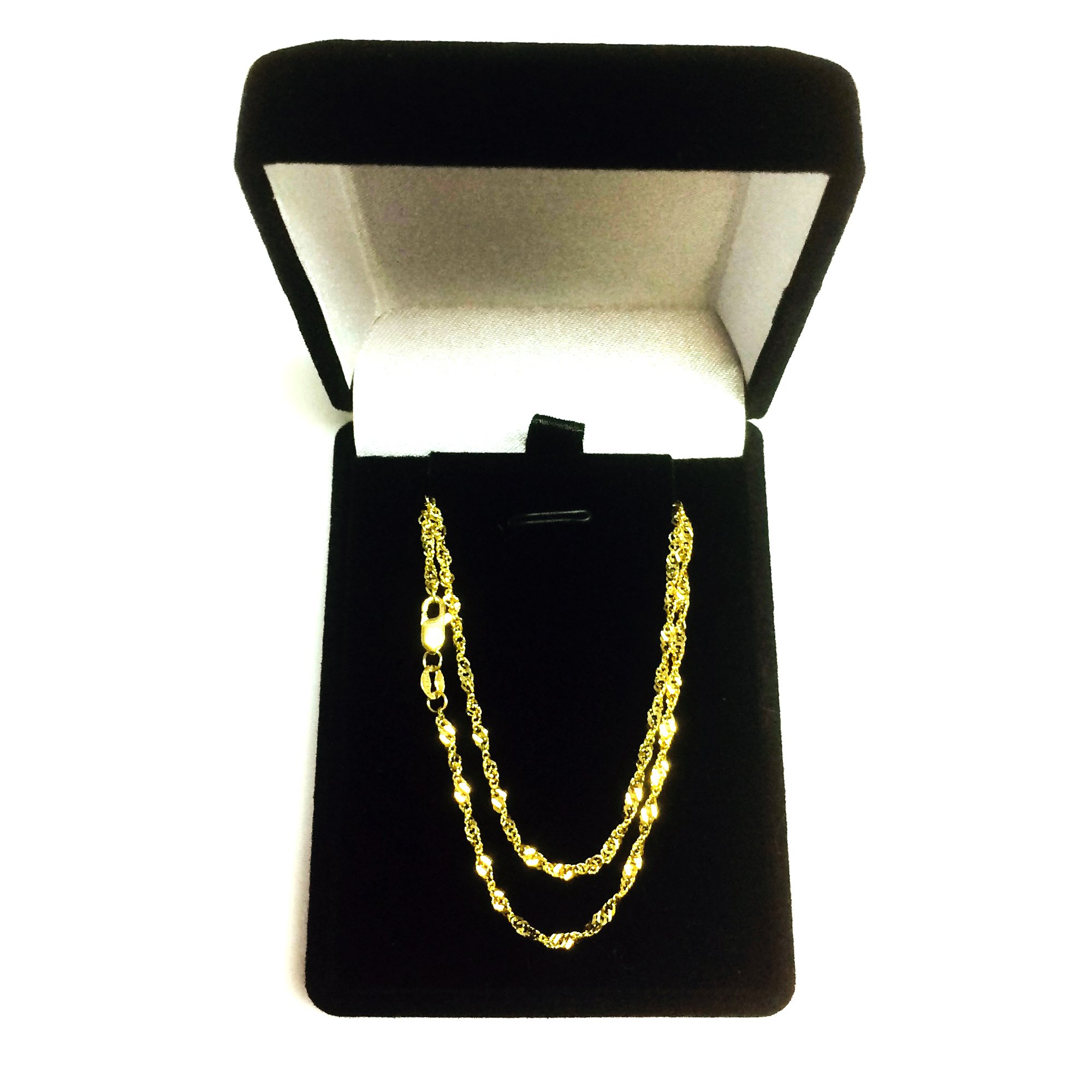 Jewelry Affairs 10k Yellow Real Gold Singapore Chain Necklace, 1.7mm, 18"