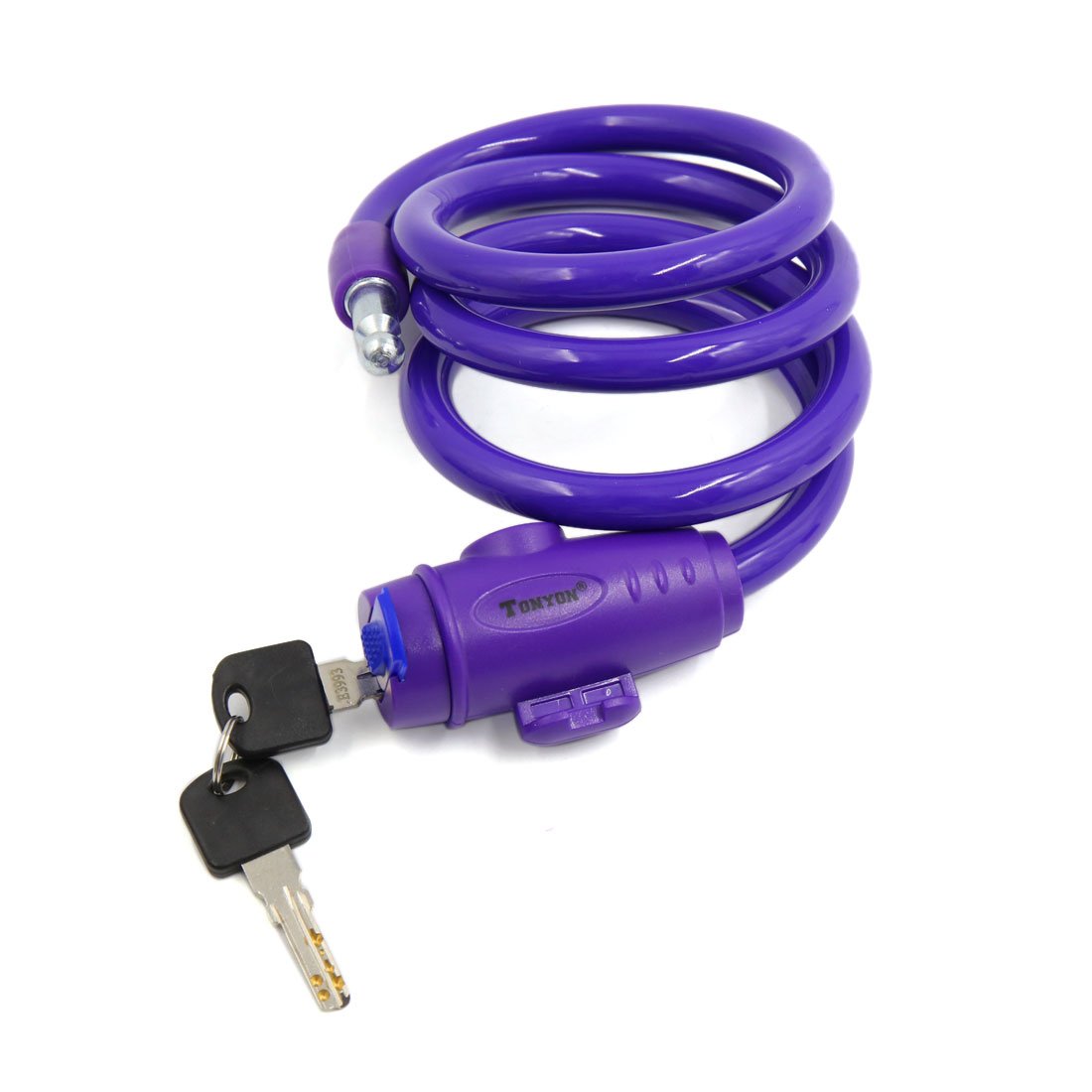 Qtqgoitem Purple Bicycle Bike Cycling Motorbike Coil Security Lock Cable Chain w Two Keys (model: 963 c29 7cd e03 a23)