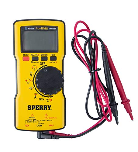 Sperry Instruments DM6850T Digital Multimeter, Thin, TRMS, Bluetooth, Autoranging, 600 V AC/DC, 10A Current, ConTinuity, Resistance, Capacitance, Frequency, Temperature
