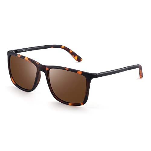 JIM HALO Polarized Driving Sunglasses Retro Square UV protection Classic Sun Glasses Men (Tortoise/Polarized Brown)