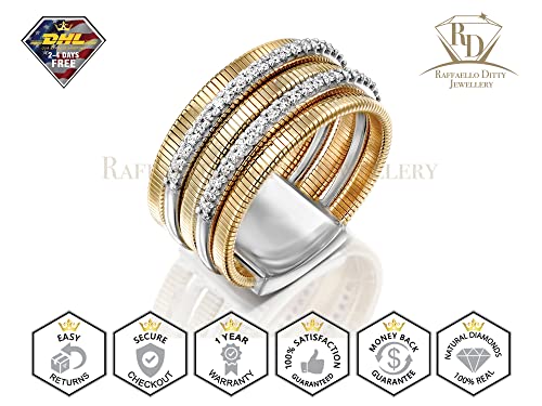 Raffaello Ditty Twotone Stackable Ring - 14k Gold - Natural Pave Diamonds H/VS 8
