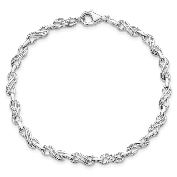 IceCarats 925 Sterling Silver Diamond Infinity Twisted Love Knot Symbol Chain Tennis Charm Bracelet