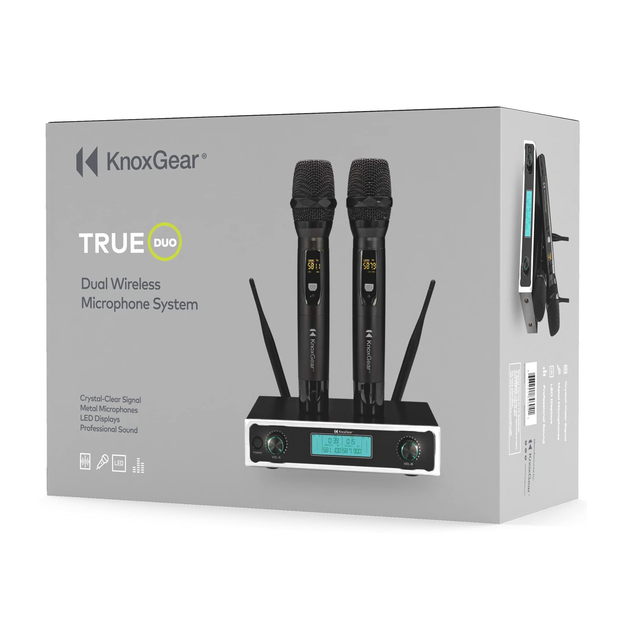 Knox Gear Wireless Microphones & Systems Set, Metal UHF Dual Handheld 50 Channels Professional Cordless Microphone System for DJ, Karaoke, Church, Conference and Home KTV Set