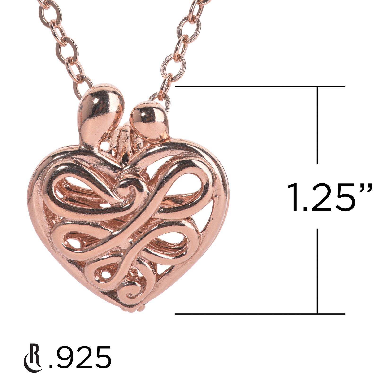 Loving Family Rose Gold 1-1/4" Heart - 24" Chain Locket Necklace