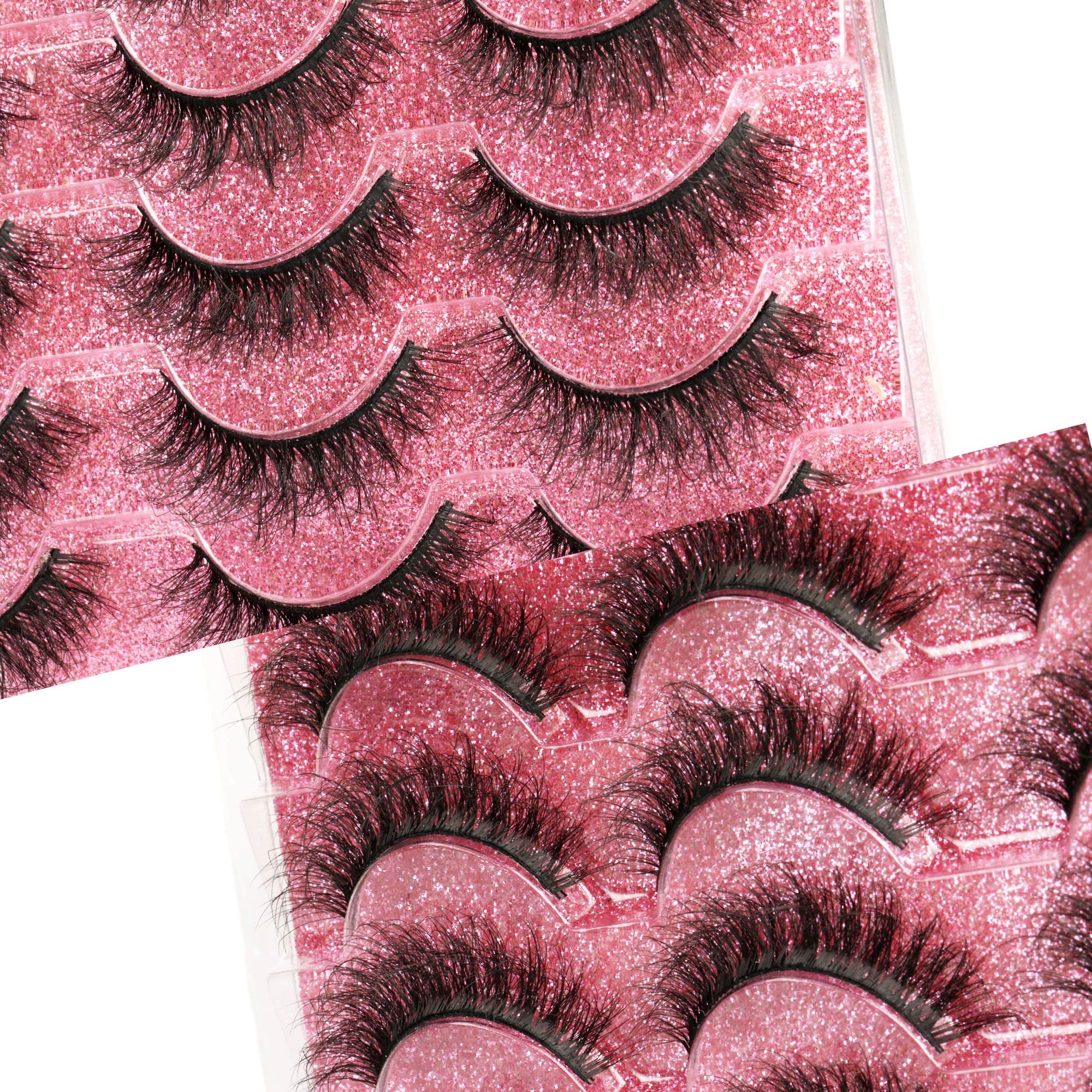 Newcally Lashes False Eyelashes Natural Fluffy Faux Mink Lashes Pack Cat Eye Wispy 5D 13MM Fake Eye Lashes 14 Pairs Russian Strip Lashes Multipack