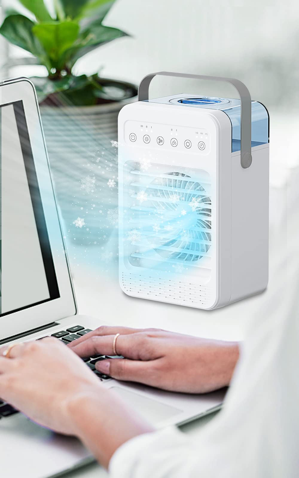 Portable Air Conditioners Fan, 2-6H Timer, 600ml Water Tank Personal Mini Air Cooler with 4 Wind Speeds, USB Evaporative Air Cooler Fan with LED Light for desktop Office Bedroom Kitchen