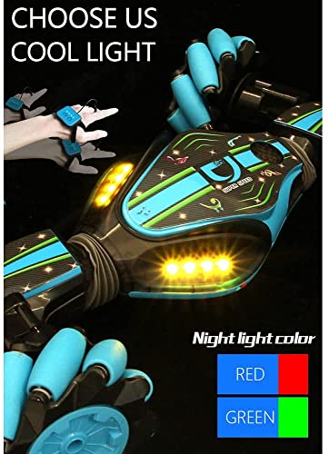 RC Stunt Car, 4WD 2.4GHz Remote Control Car Deformable All-Terrain Off Road Car, 360 Degree Flips Double Sided Rotating Race Car with Gesture Sensor Watch Lights Music for Kids (Red) M76