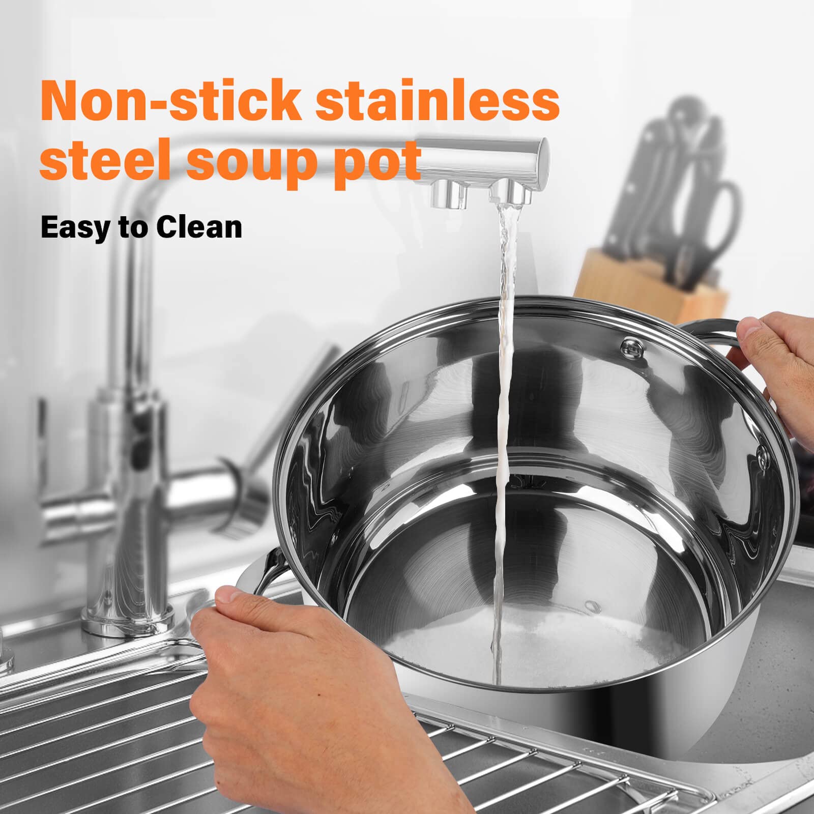 LEUGWAKN Stainless Steel Stock pot-10 Quart pot-Stockpots with Lid -Soup Pot-Induction Pot-Cookware-Cooking Pot-crock pot
