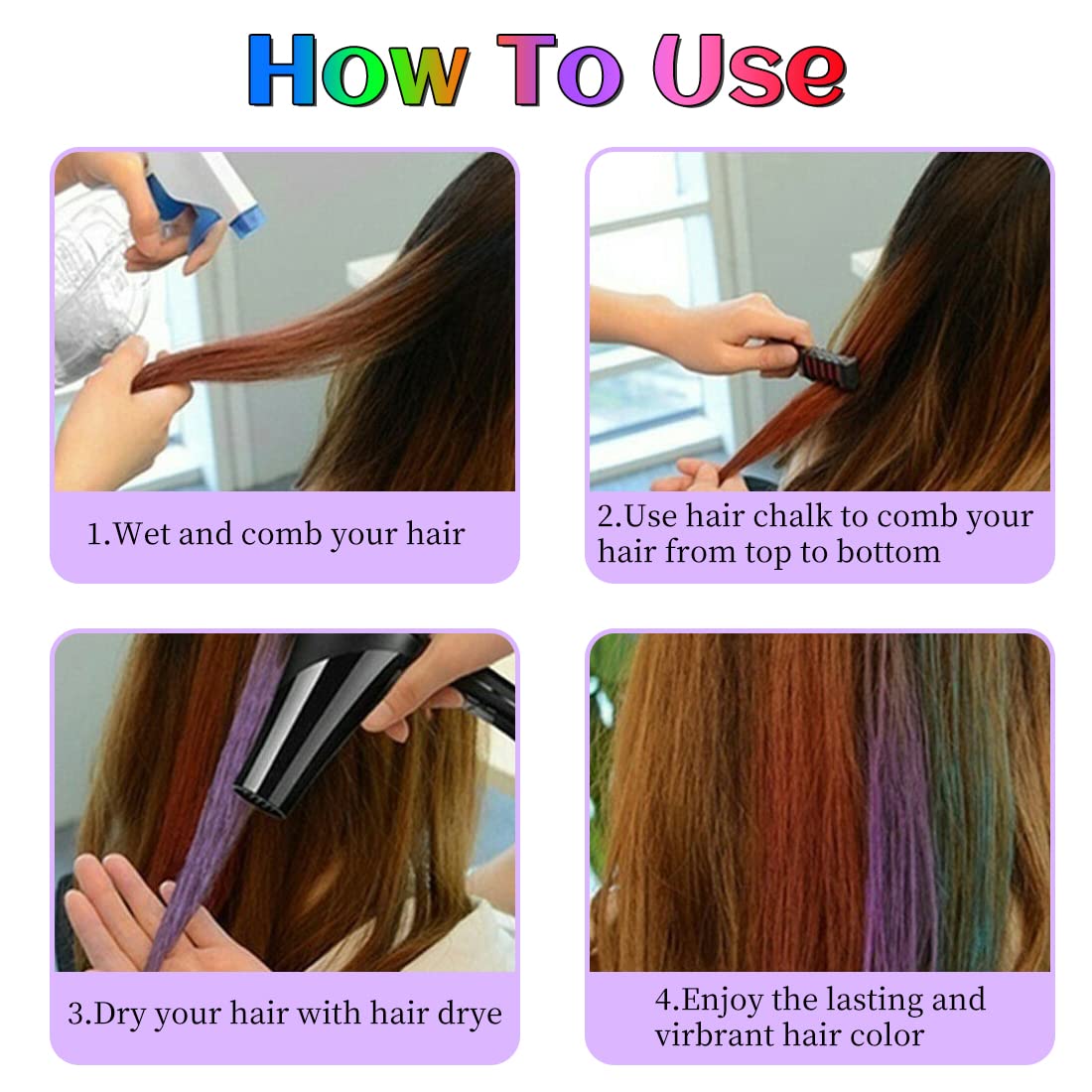 Temporary Hair Chalk Color Kit for Girls - Washable Dye and Makeup for Kids' Cosplay, DIY, Birthdays, Easter
