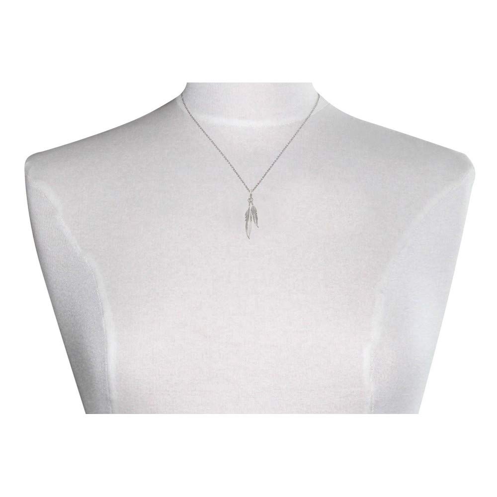 LES POULETTES JEWELS - Sterling Silver Necklace Two Feathers - Size 45 cm